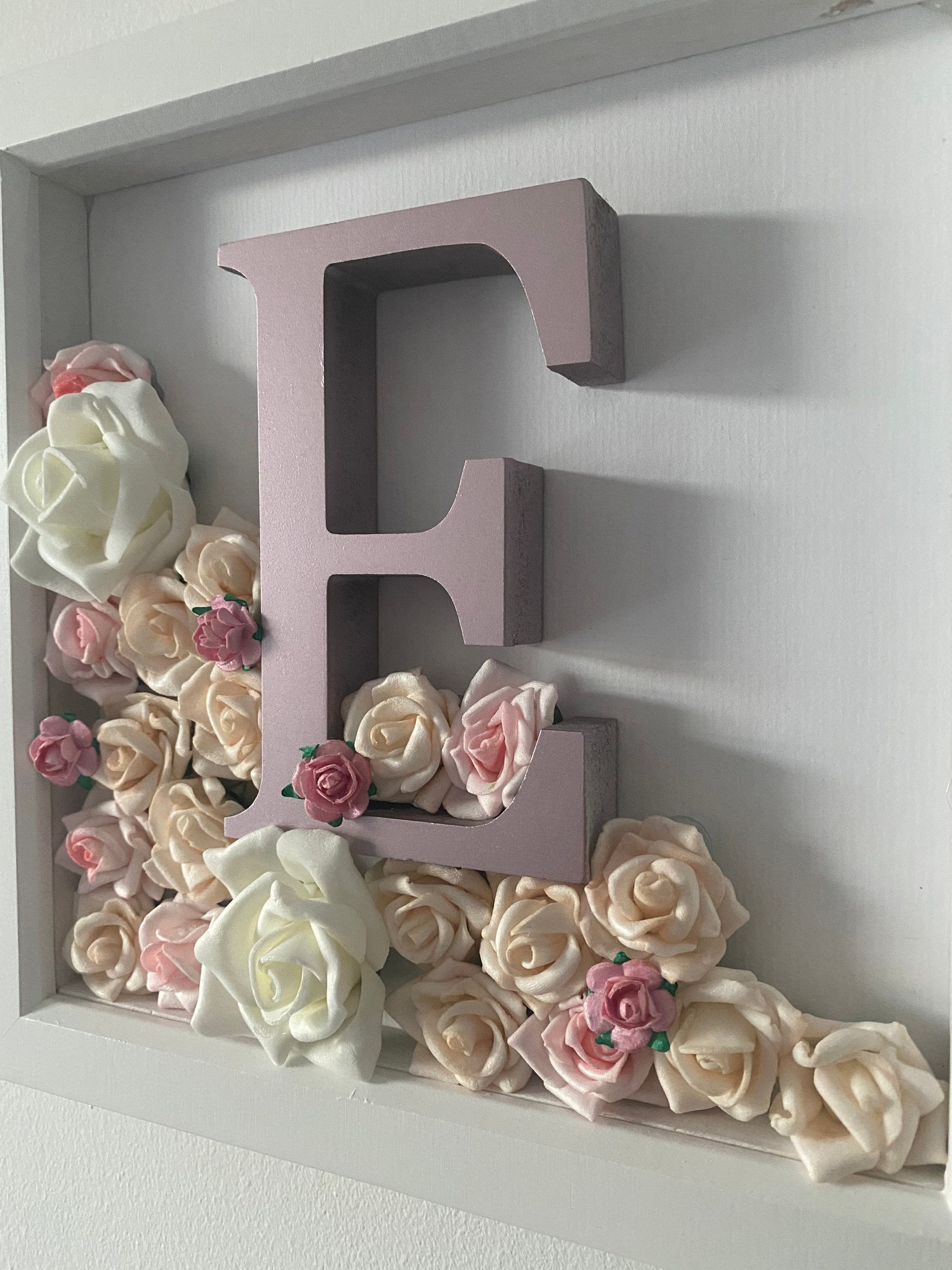 Artificial Flowers Initial E Box Frame - Etsy UK