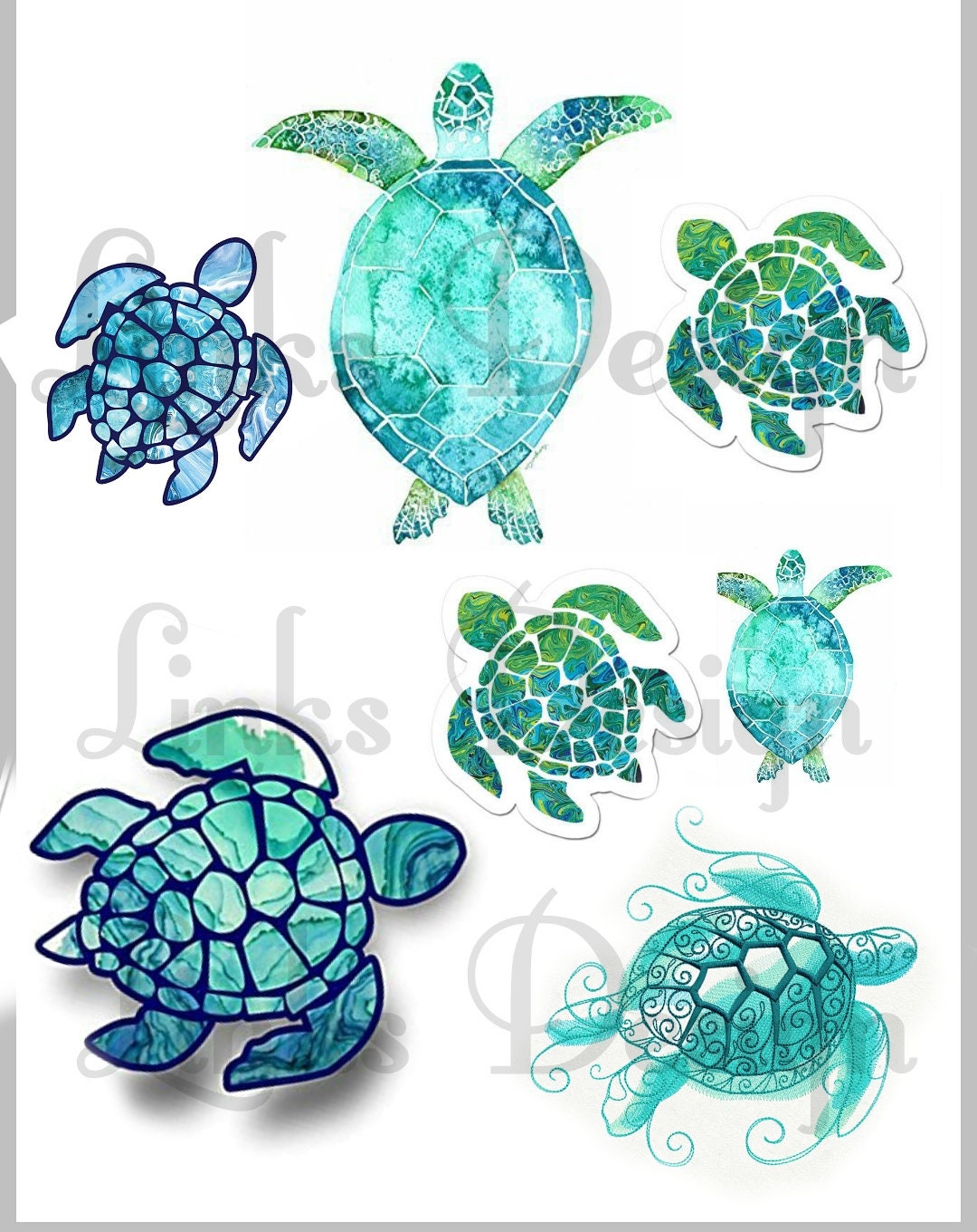 Sea Turtles Watercolor Stained Glass Waterslide Decal for Tumblers - Etsy