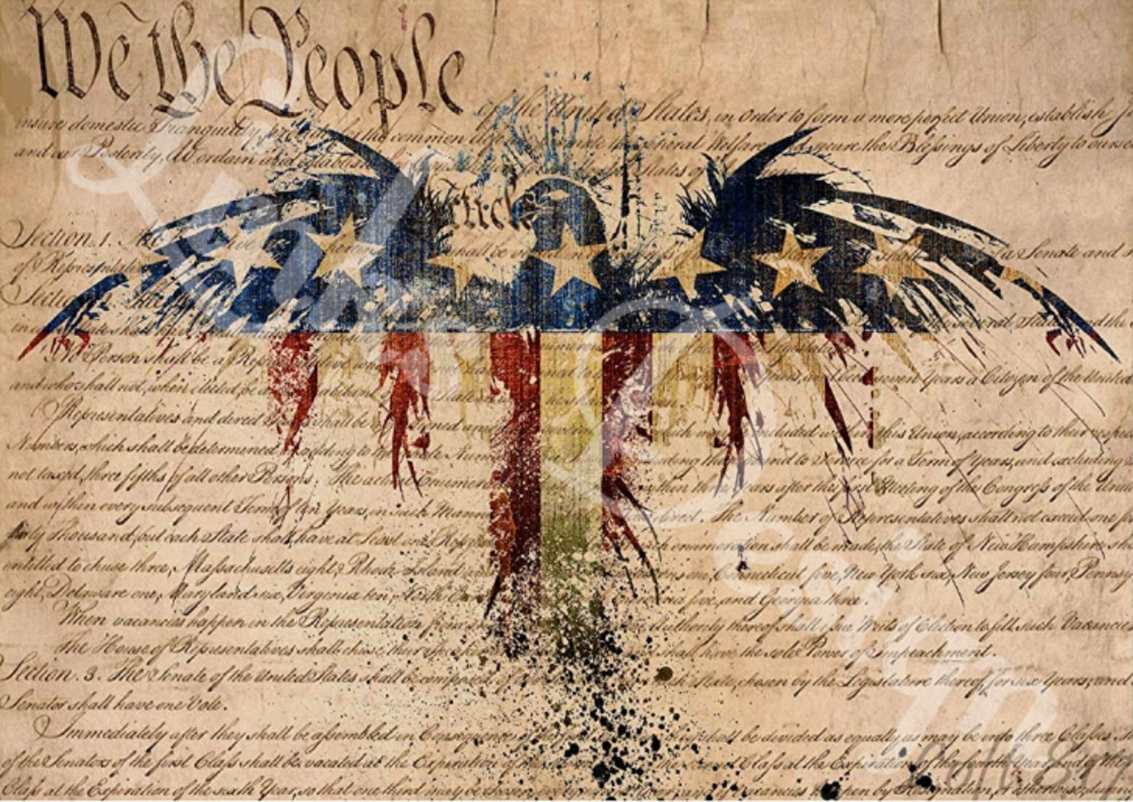American Eagle American Flag US Constitution Waterslide Decal - Etsy