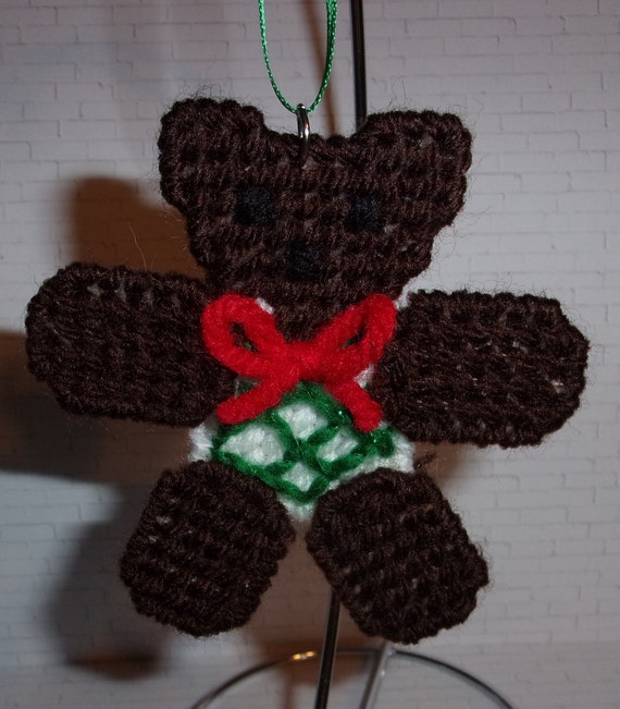 Plastic Canvas Teddy Bear Ornaments/gift Tag/magnet With - Etsy