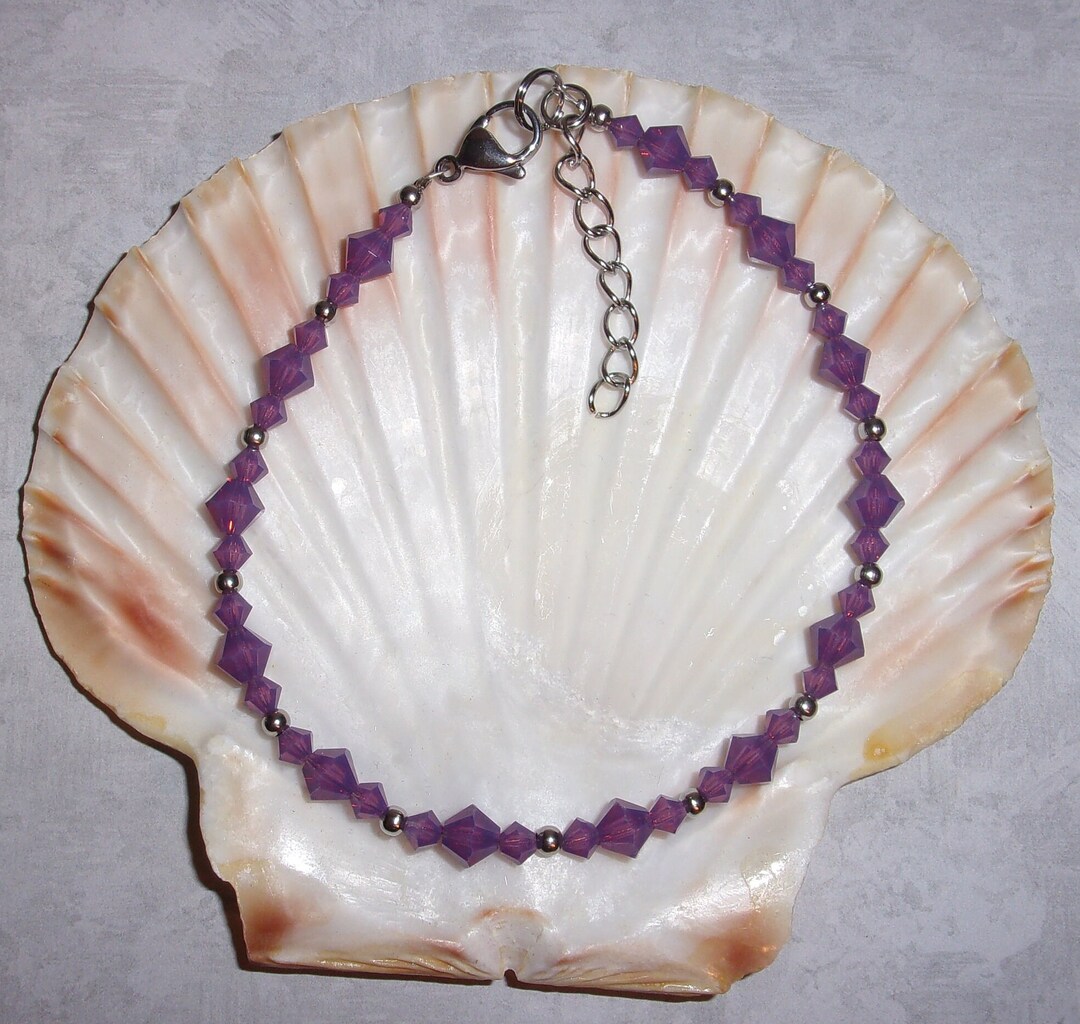 Cyclamen Opal Preciosa Crystal Anklet - Etsy