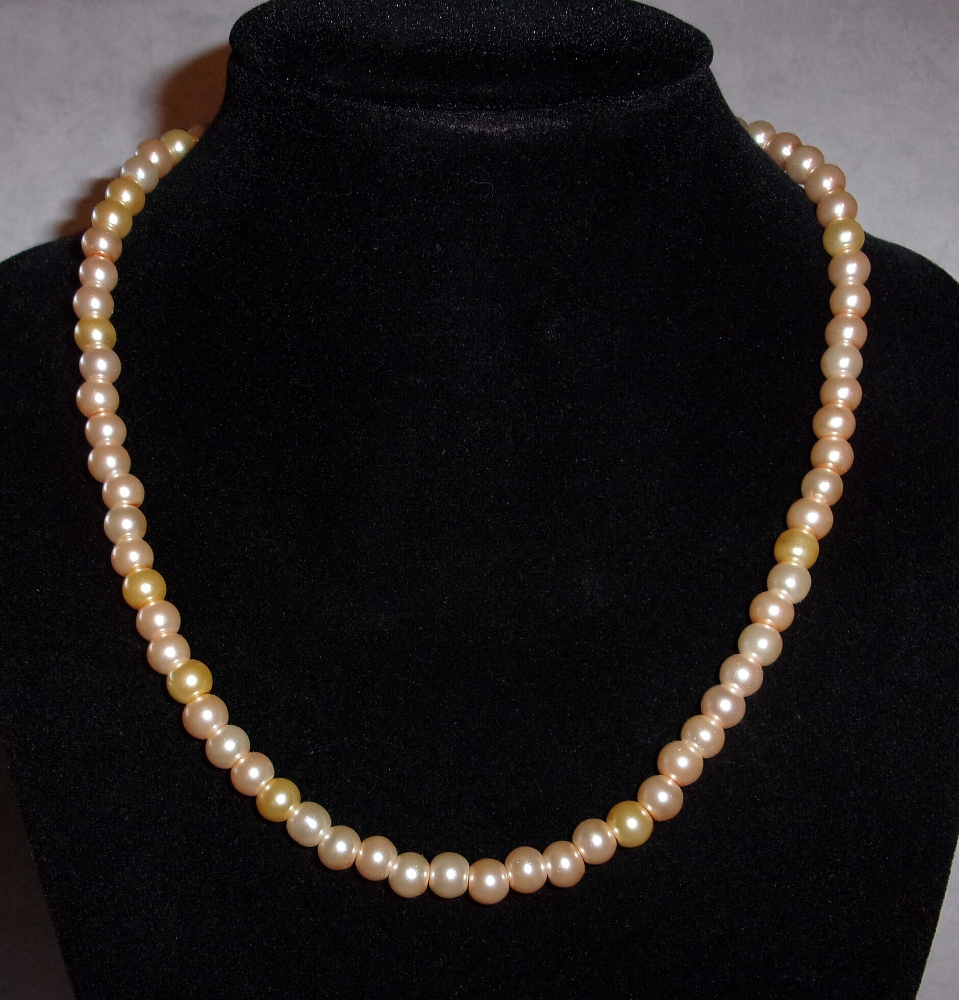 Pastel Peach Pearl Necklace 6mm Peach Pearl Necklace - Etsy