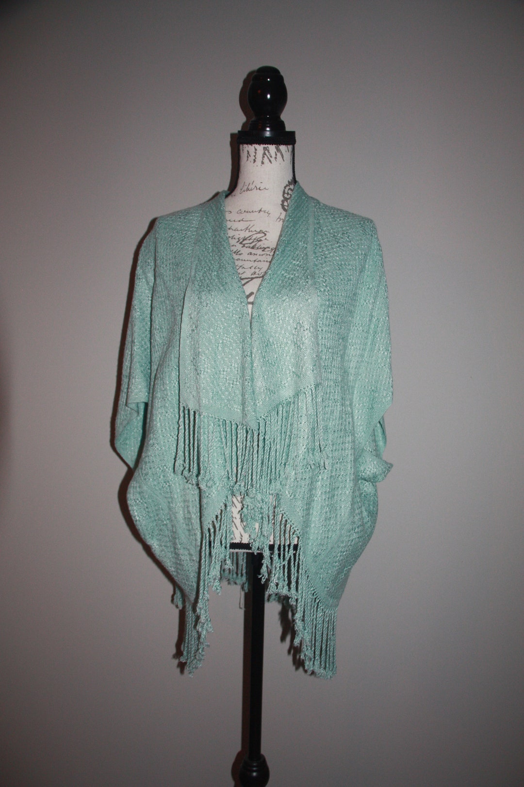 Handwoven Aqua Ruana Shawl - Etsy