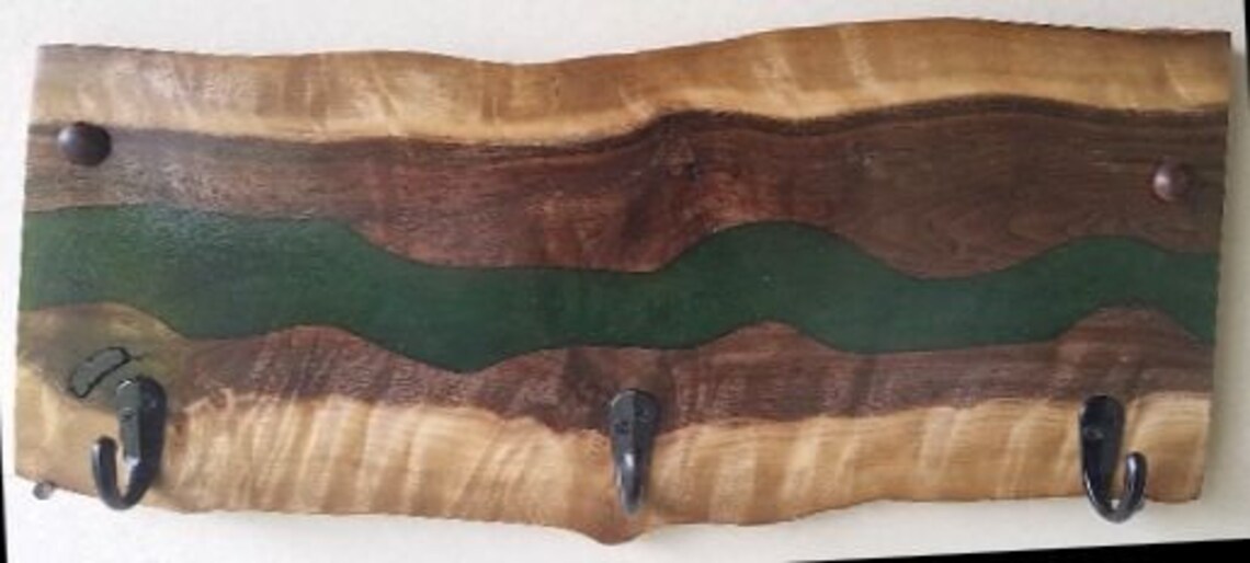 Black Walnut and Epoxy Resin Coat Rack Wall Mount - Etsy
