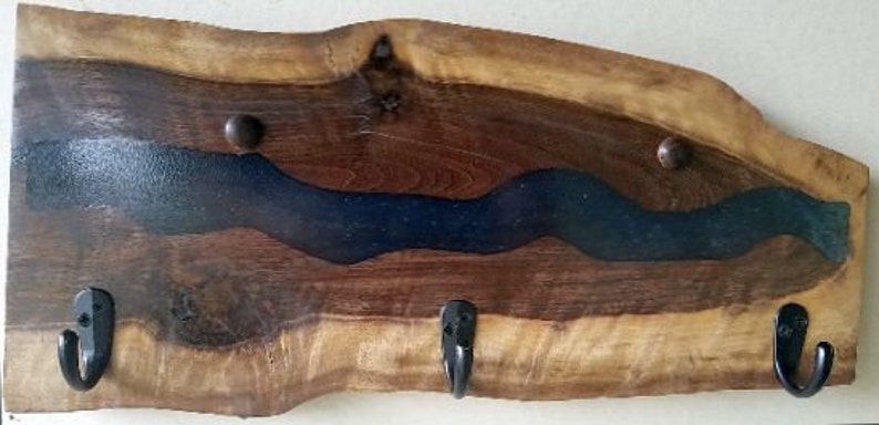 Black Walnut and Epoxy Resin Coat Rack Wall Mount - Etsy