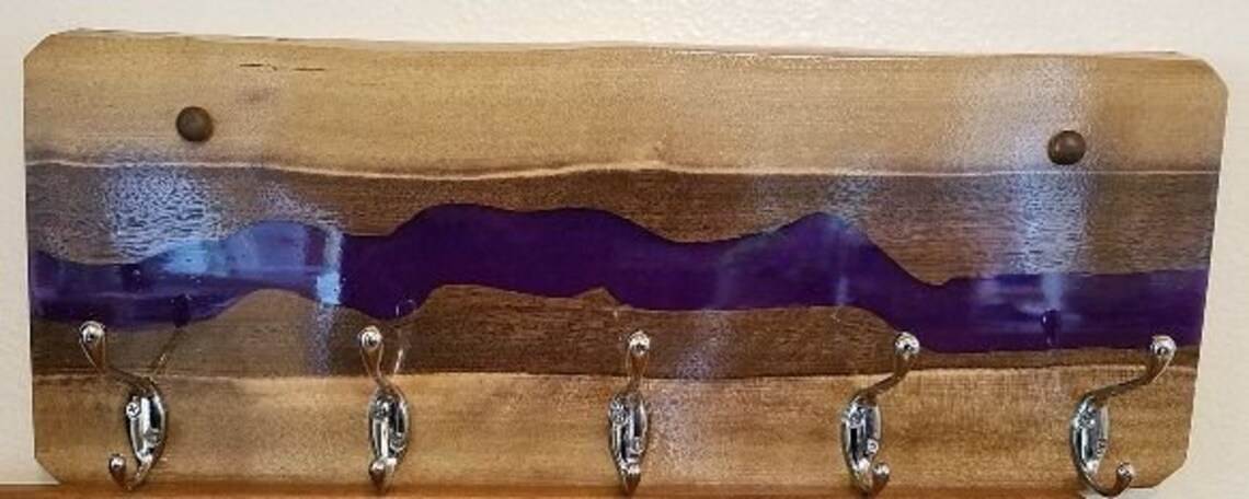 Black Walnut and Epoxy Resin Coat Rack Wall Mount - Etsy