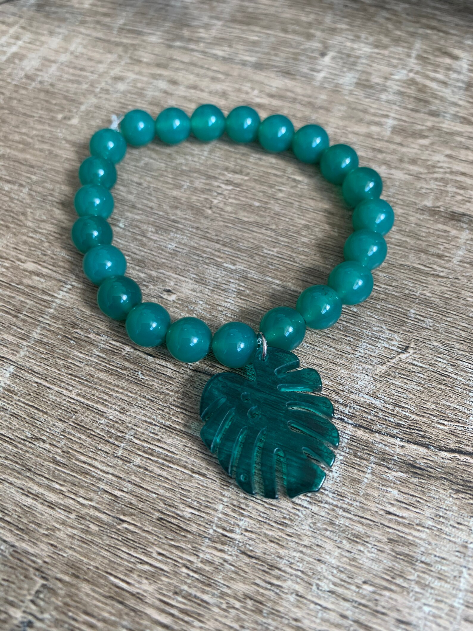 Green Leaf Charm Bracelet - Etsy