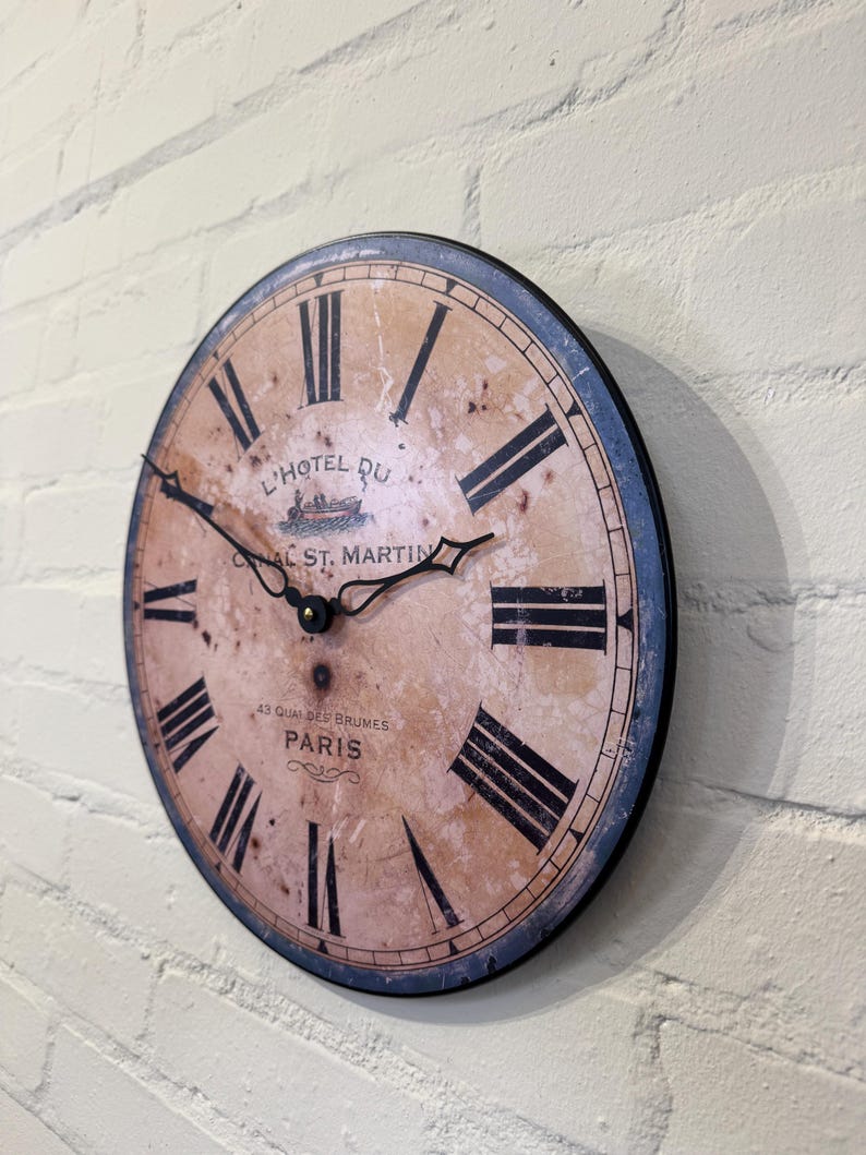 Vintage Paris Hotel Wall Clock – Canal St. Martin Nostalgic Timepiece ...