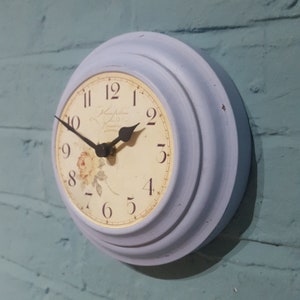 Vintage Roger Lascelles Floral Clock in Pastel Blue Decorative Clocks ...