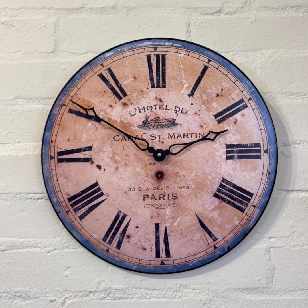 Vintage Paris Hotel Wall Clock – Canal St. Martin Nostalgic Timepiece ...