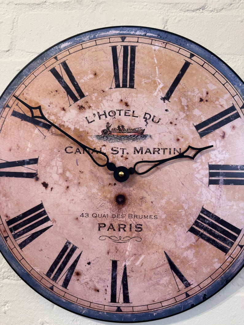 Vintage Paris Hotel Wall Clock – Canal St. Martin Nostalgic Timepiece ...