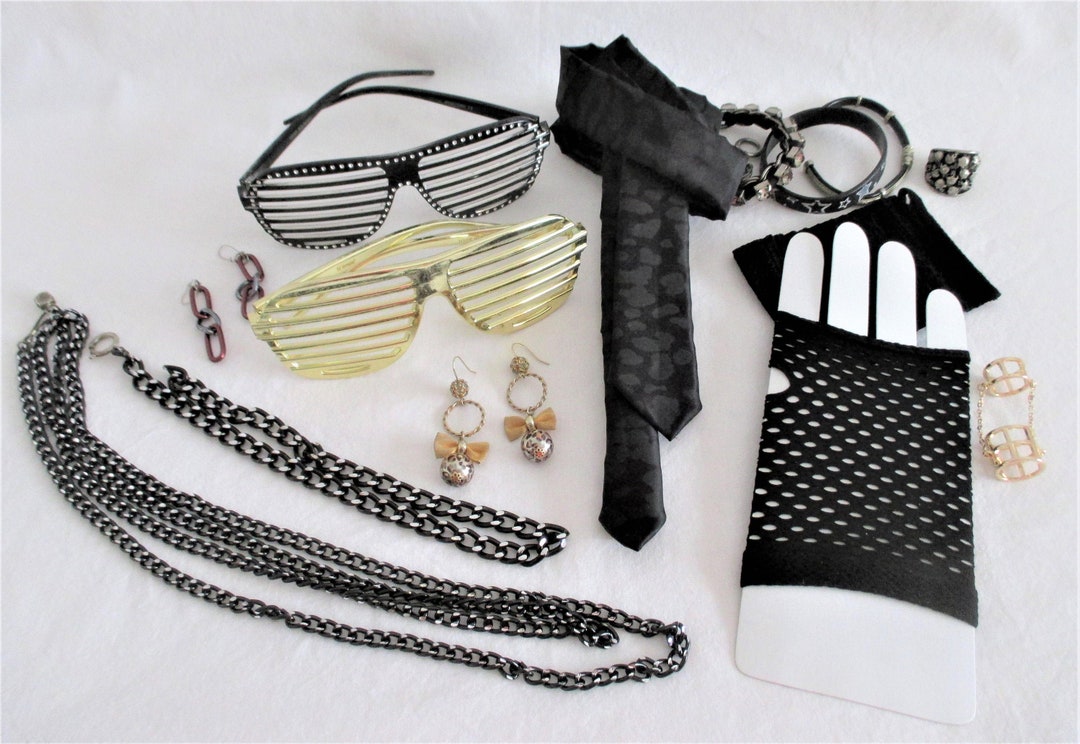 Vintage 1980 Accessories 12 Pc, Skinny Tie, Glasses, Earrings ...