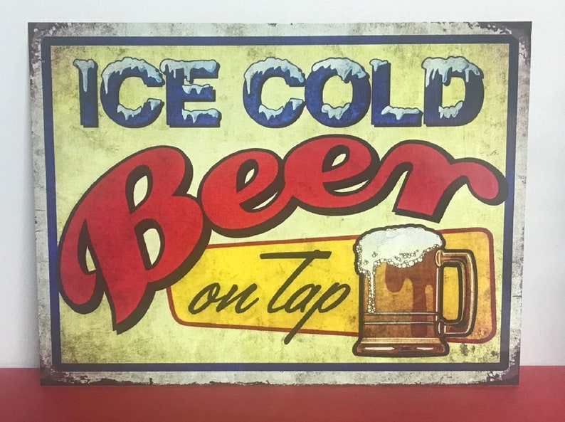 Ice Cold Beer 9x12 Aluminum Sign Permanently Printed for Your Bar - Etsy