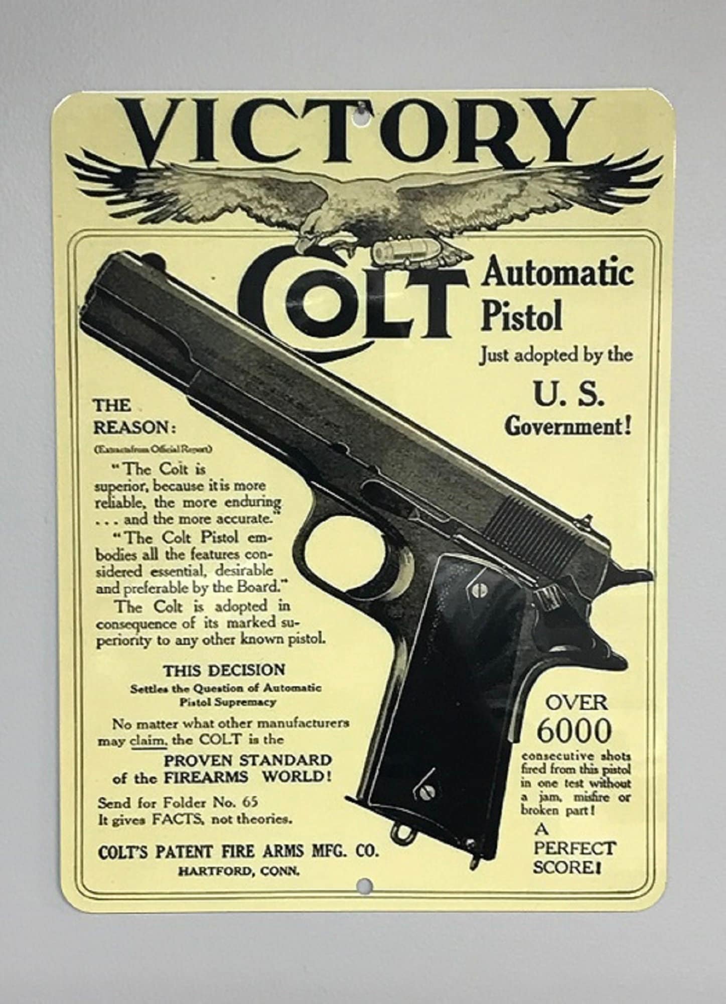 Colt 1911 Advertisement Replica Vintage Looking 9 X 12 - Etsy