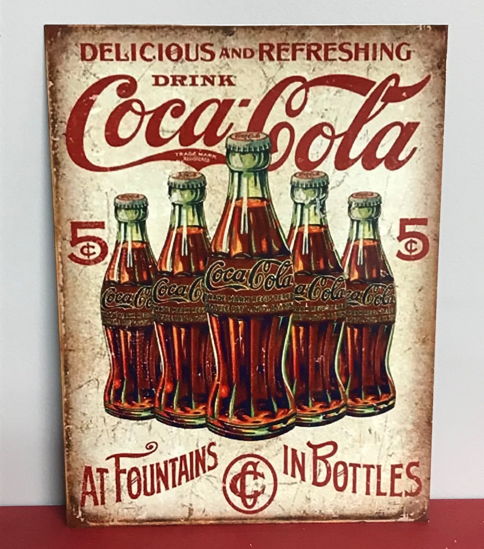 Reproduction Vintage Looking Coca Cola 9x12 Aluminum Sign Distressed ...