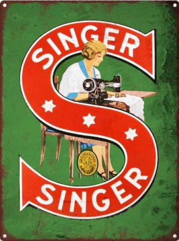 Singer Sewing Machine 9x12 Reproduced Aluminum Vintage Sign Sewing Room ...