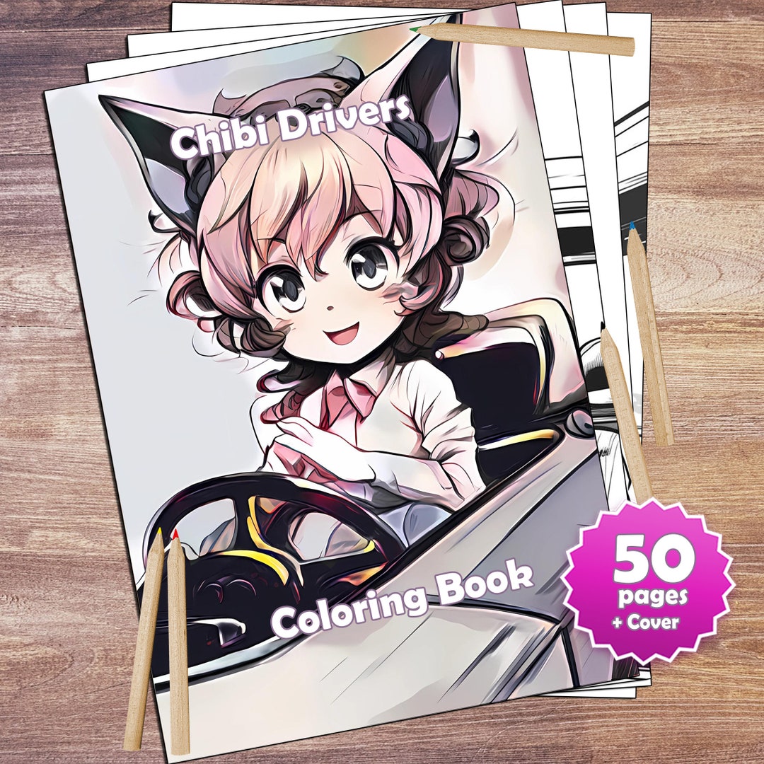 Chibi Drivers Coloring E-book for Adults and Kids. 50 Pages - Etsy