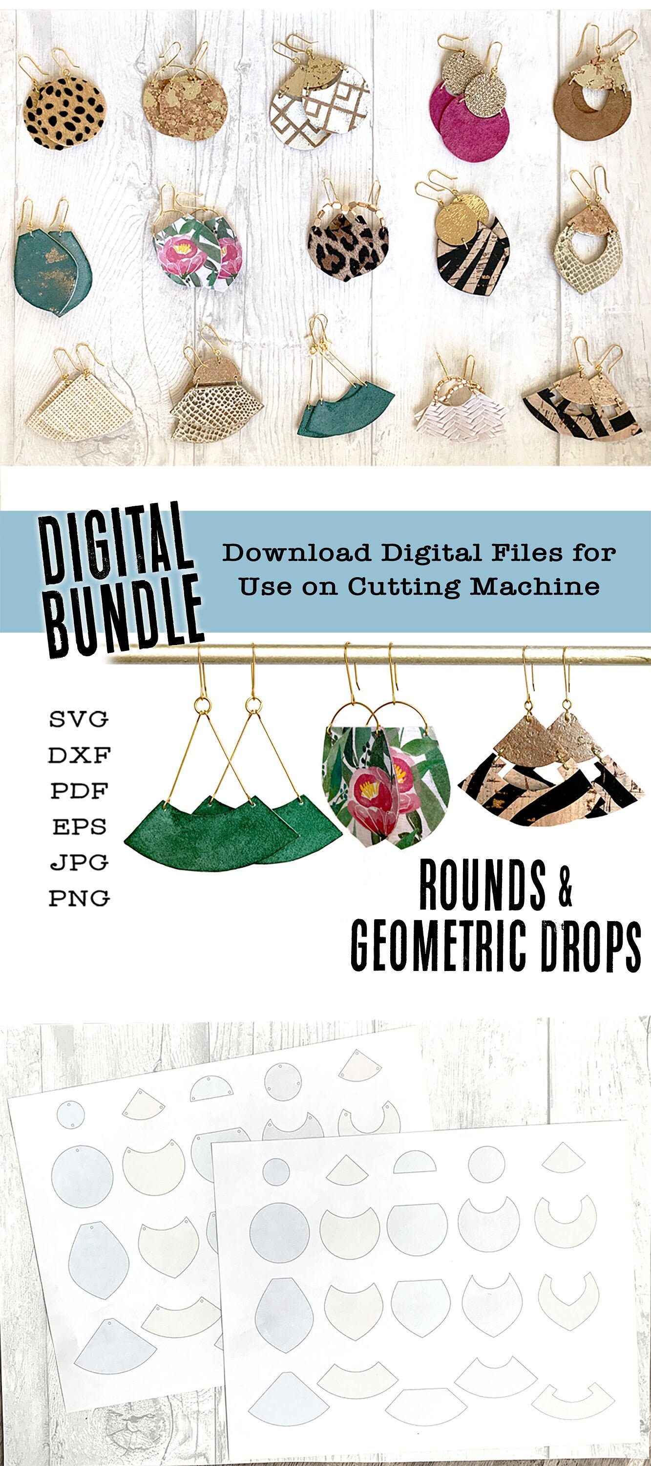 Leather Earring SVG Files - Round & Geometric Drops - Digital Download ...