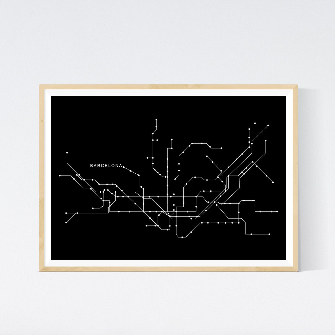 BARCELONA Metro Map Subway Spain, Minimalist, Black & White/transit Map ...