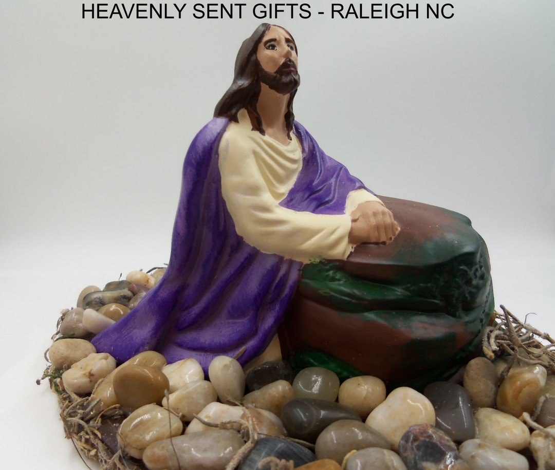 Hand Painted Ceramic Christ in the Garden - Etsy