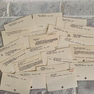 Choose a Female Author Library Catalog Card Lot | Vintage Library Index ...