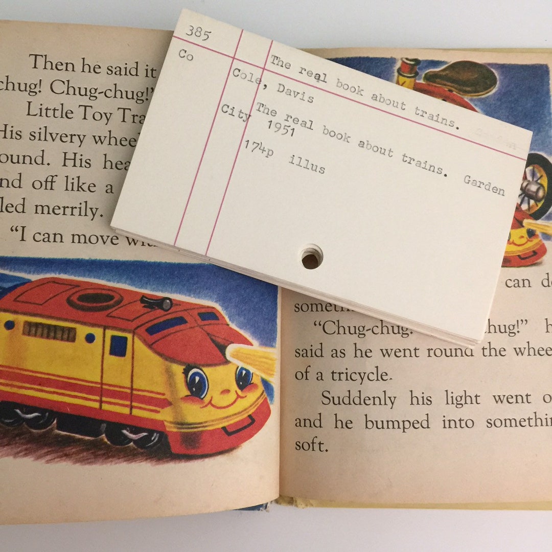 6 Train Themed Library Catalog Cards | Authentic Vintage Index Cards ...