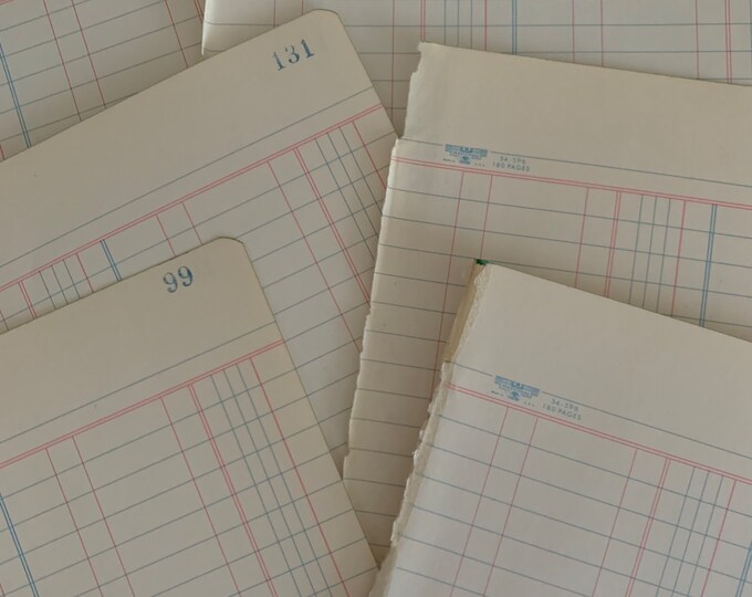 Vintage Blank Ledger Sheets Business Theme Ephemera Lot Old Pink & Blue ...