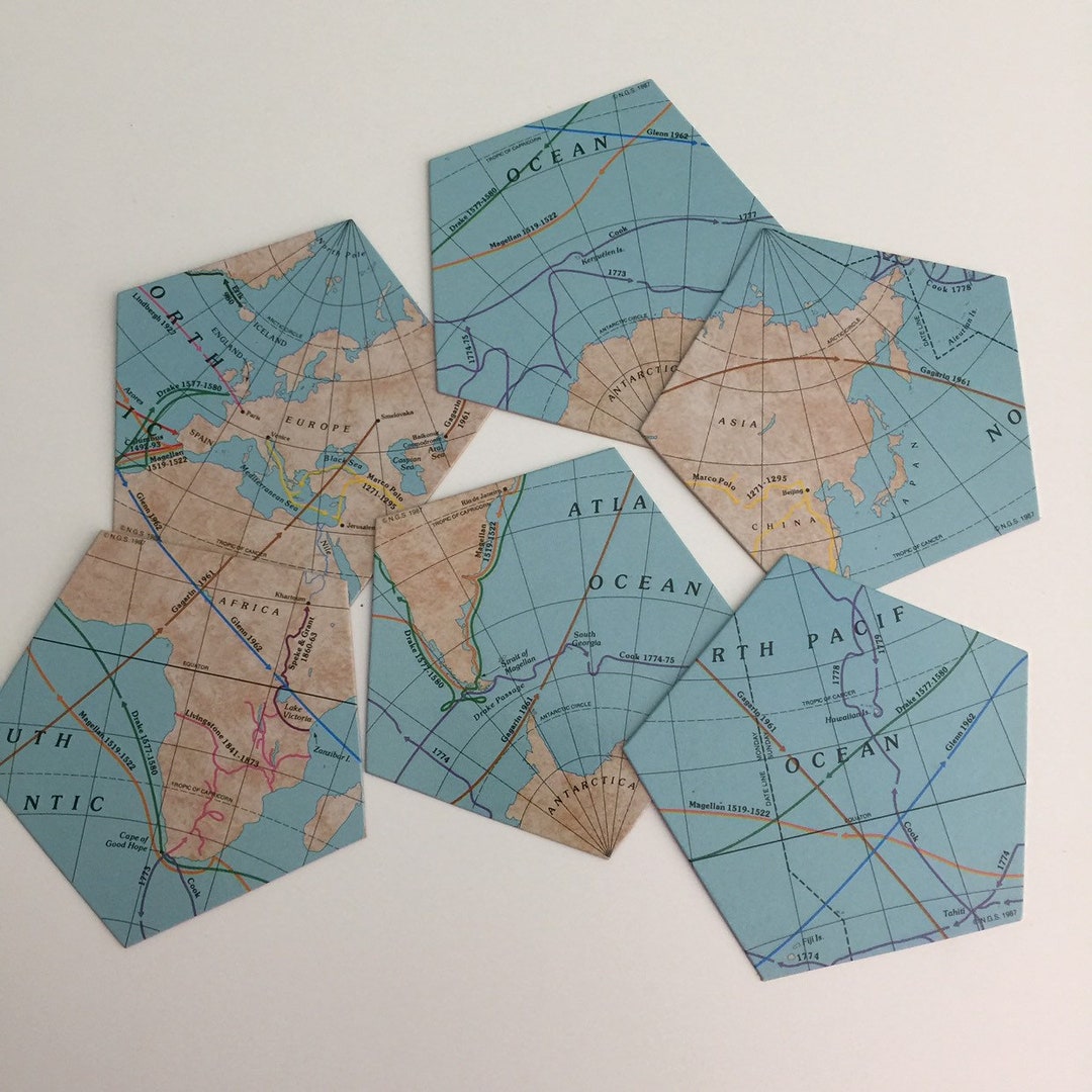12 Vintage Map Game Cards in Pentagon Shape National - Etsy