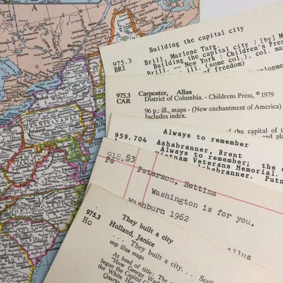 Washington DC Theme Library Catalog Cards 3 Vintage Index - Etsy