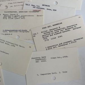 Art Theme Library Catalog Cards | 6 Authentic Vintage Index Cards From ...