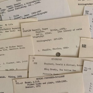 Old Hollywood Theme Library Catalog Cards | 6 Vintage Index Cards From ...