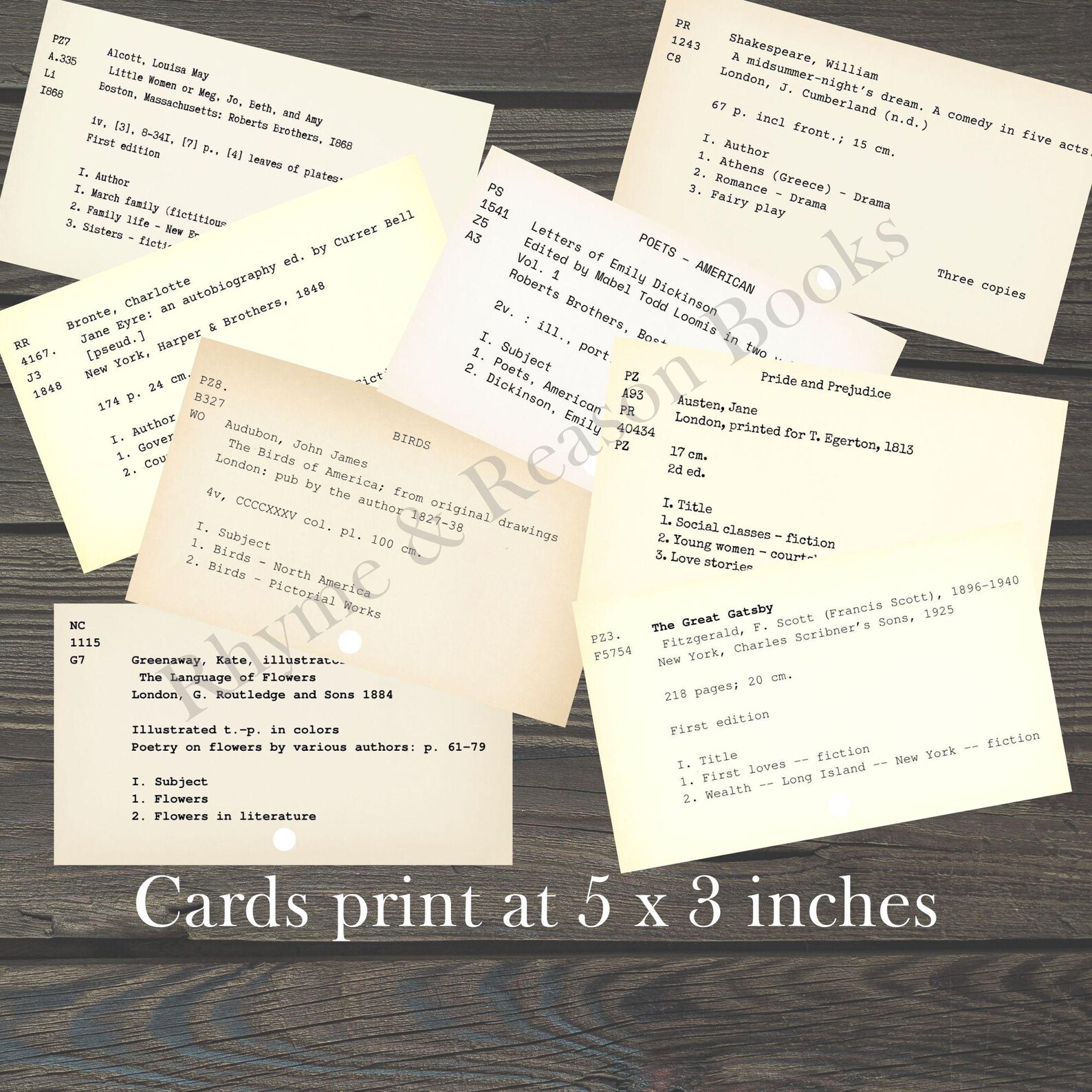 Printable Vintage Style Library Catalog Cards Kit | Shabby Digital ...