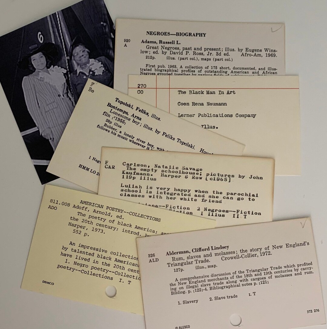 6 Black History Theme Vintage Library Catalog Cards | Old Library Index ...