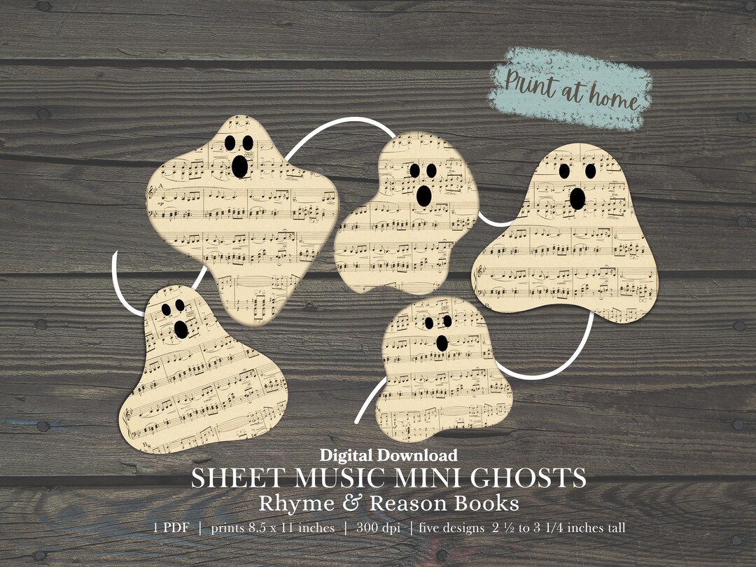 PRINTABLE Sheet Music Mini Ghosts for DIY Halloween Garland, Decor ...