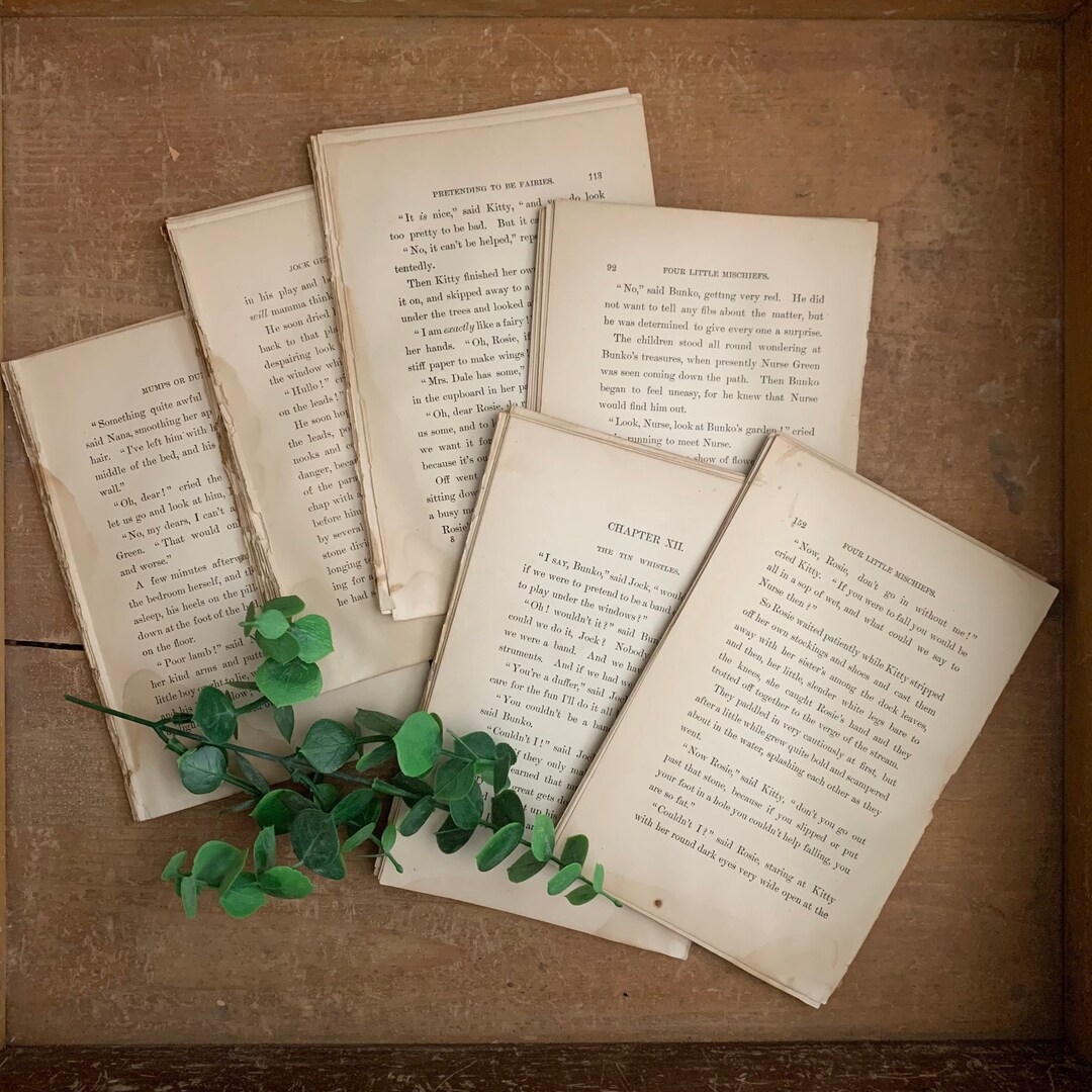 Heavily Distressed 1930s Childrens Book Pages | Vintage Paper Pack for ...