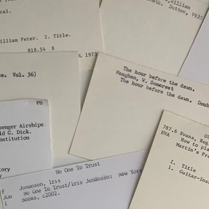 100 Vintage Library Catalog Cards, Random Assortment | Authentic ...