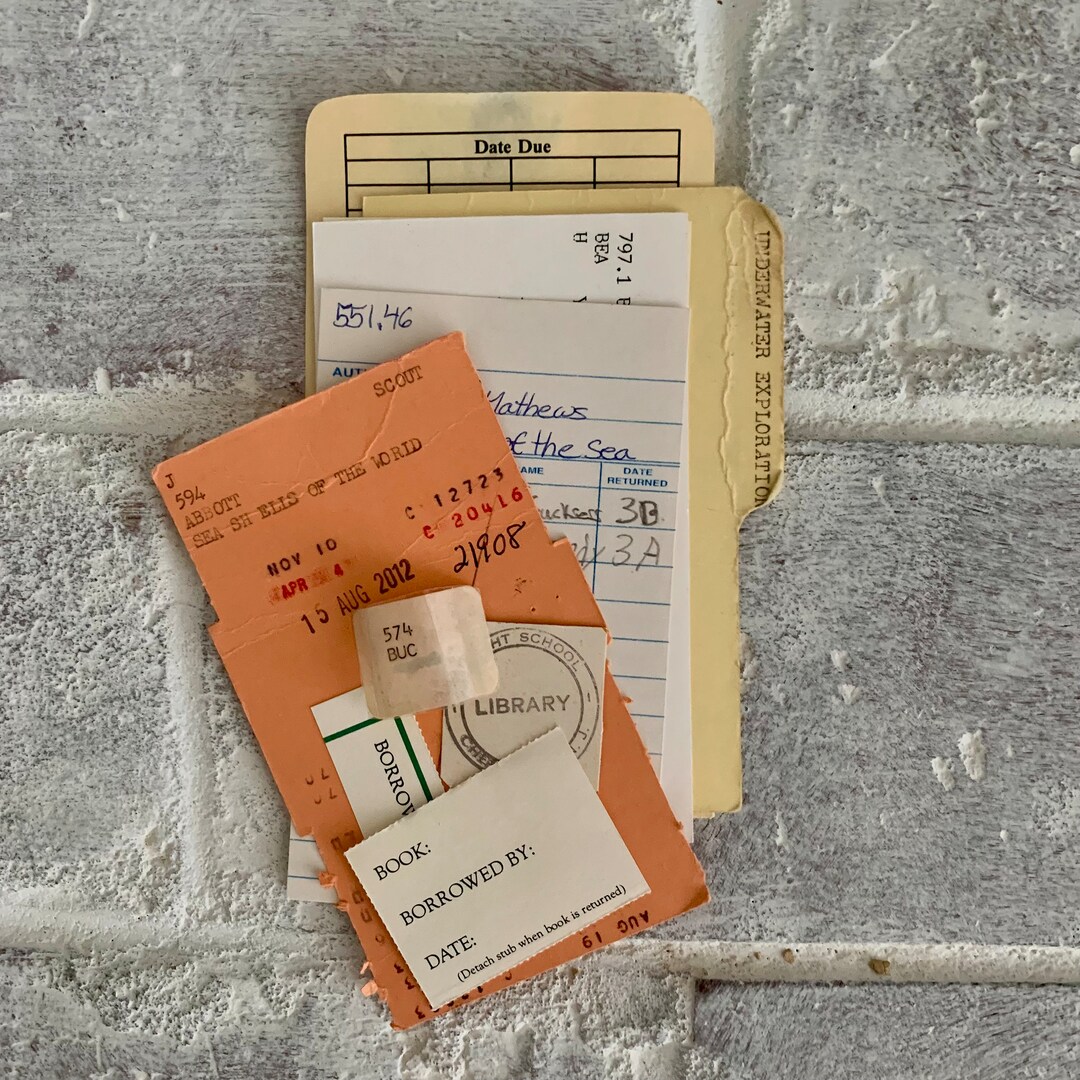 Vintage Library Ephemera Lot for Crafts, Junk Journals 10 Pieces of Shabby Old Catalog Cards ...