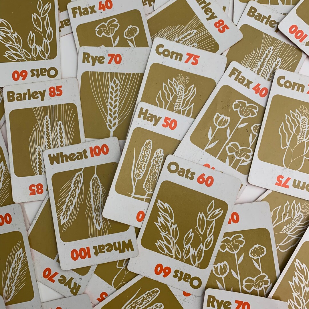 7 Vintage Botanical Playing Cards Pit Retro Game Pieces Food Theme ...