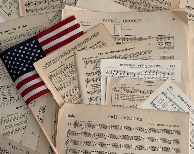 6 Patriotic Vintage Music Sheets for Crafting | Aged Americana Paper ...
