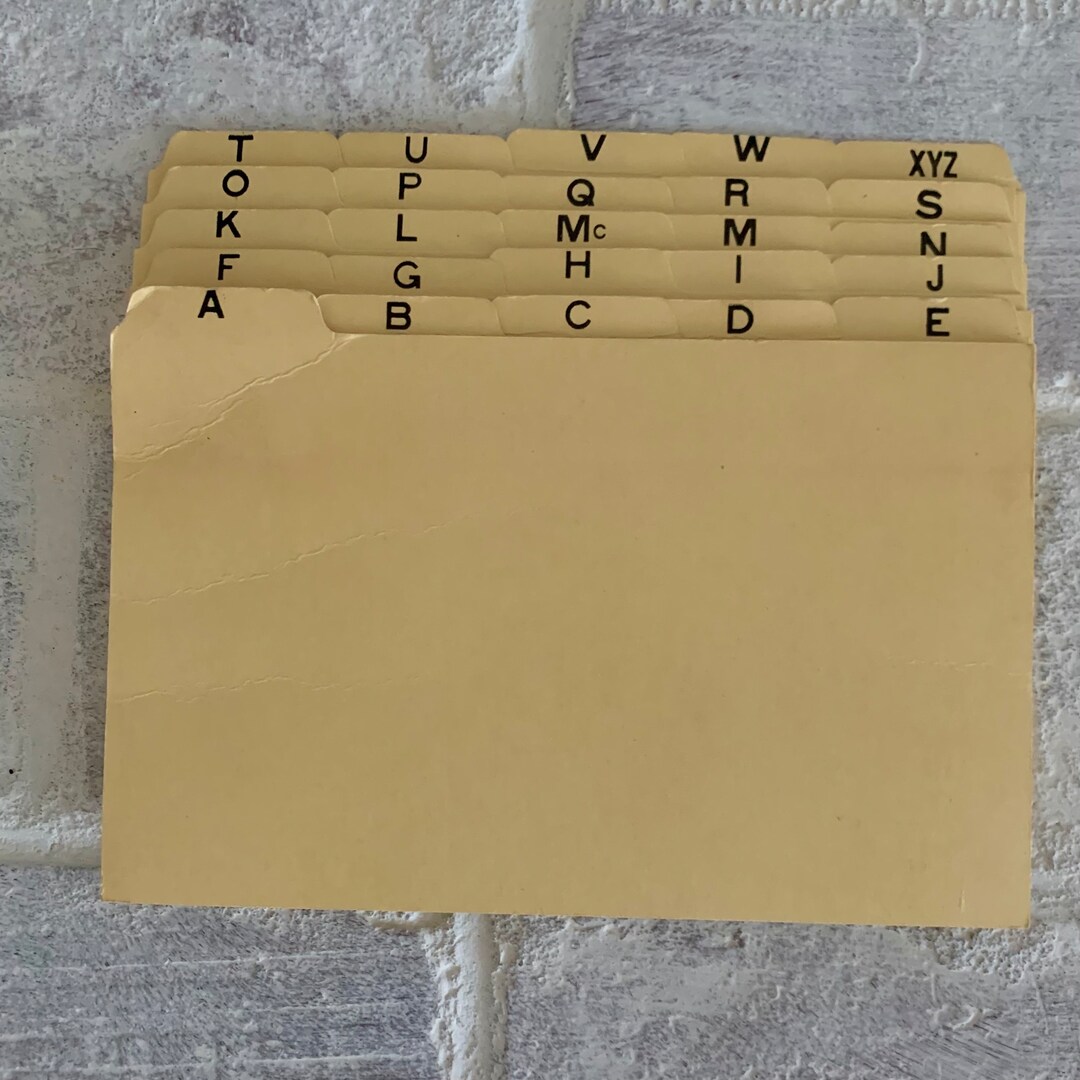 Large Vintage Alphabetical Tabbed Index Card Dividers Complete Set ...
