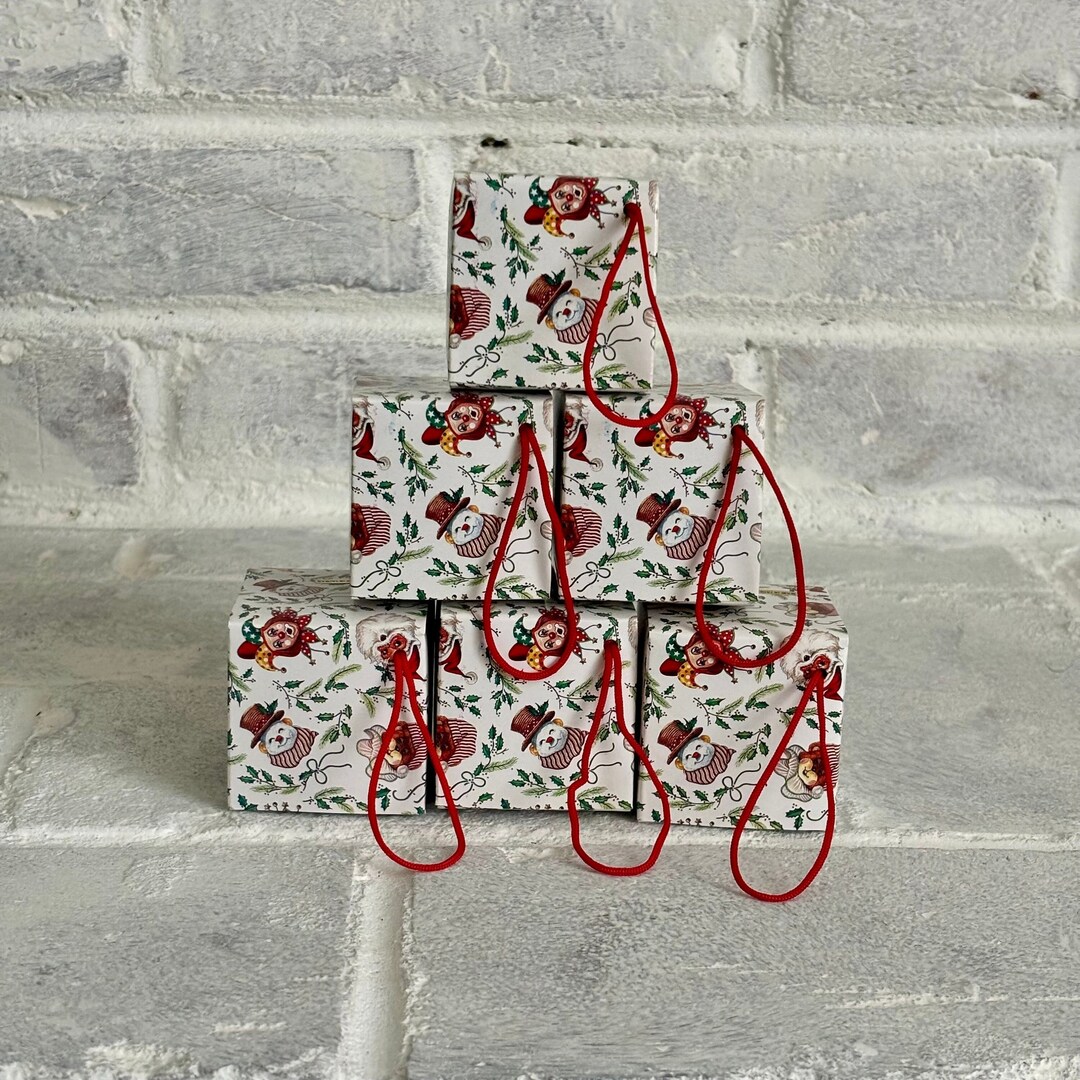 6 Vintage Mini Hanging Gift Boxes for Christmas Gift Wrap, Advent Boxes ...