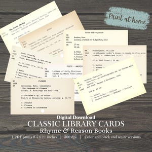 Printable Vintage Style Library Catalog Cards Kit | Shabby Digital ...