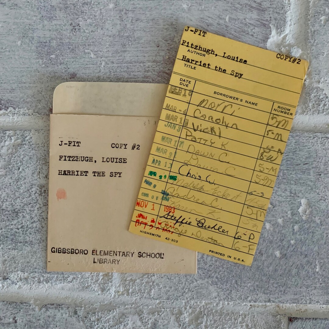 Vintage Harriet the Spy Library Pocket, Check Out Card Children's Book ...