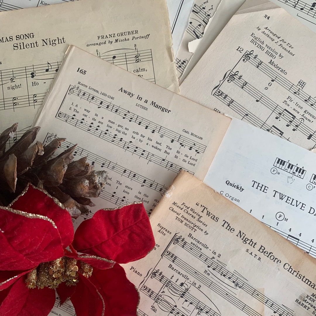 Vintage Christmas Carol Sheet Music Pages For Craft Winter Etsy vintage-christmas-carol-sheet-music-pages-for-craft-winter-etsy