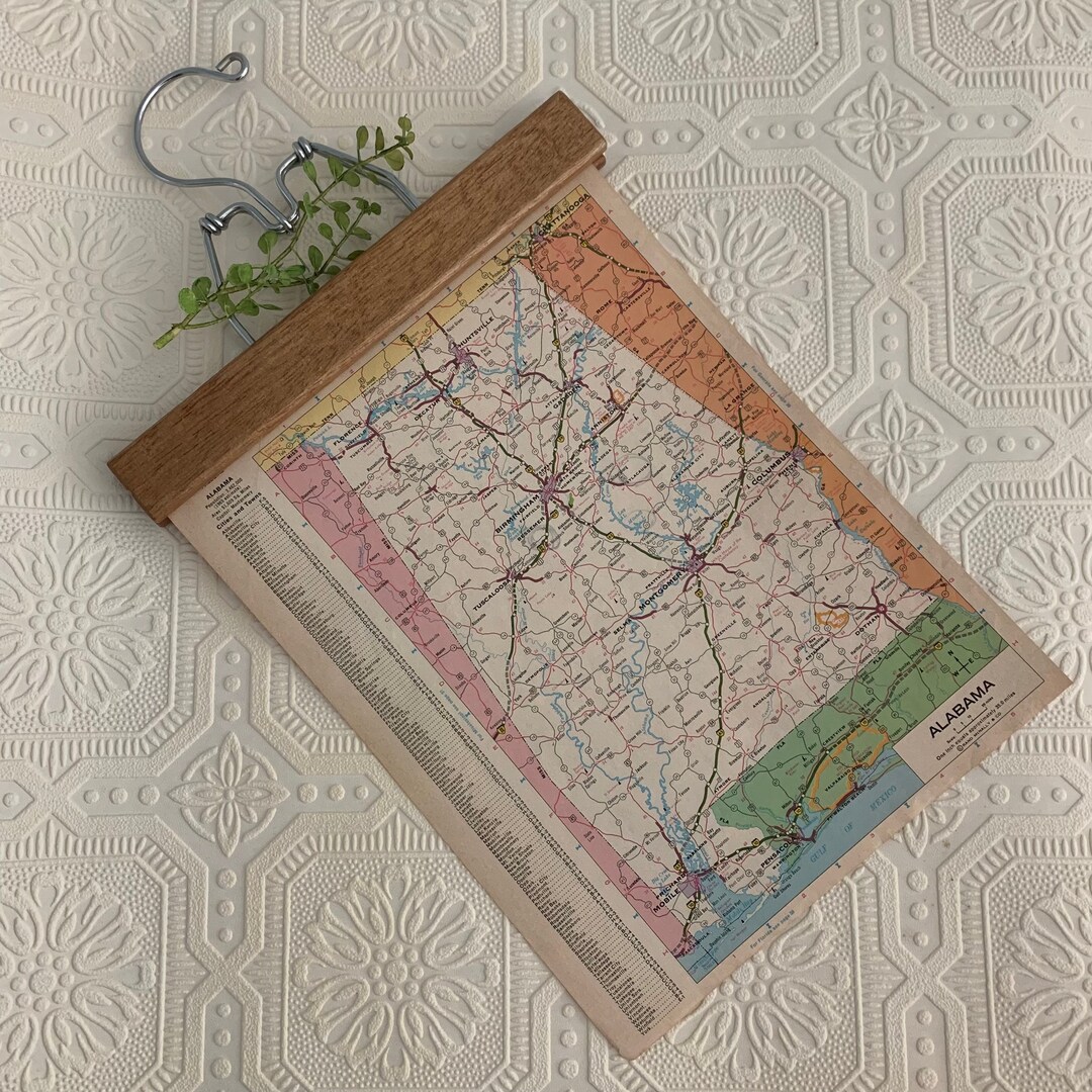 Vintage Alabama Color Map Ready to Frame 8.5 X 11 Inch Original ...