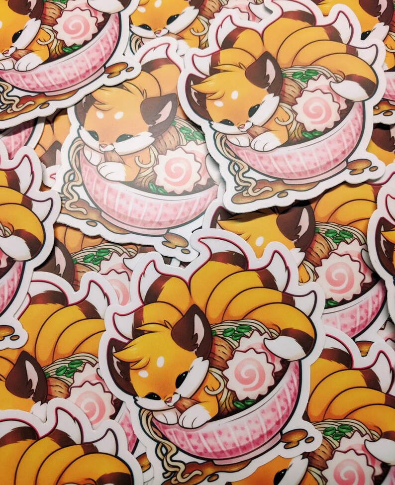 Kitsune Udon Vinyl Sticker Etsy