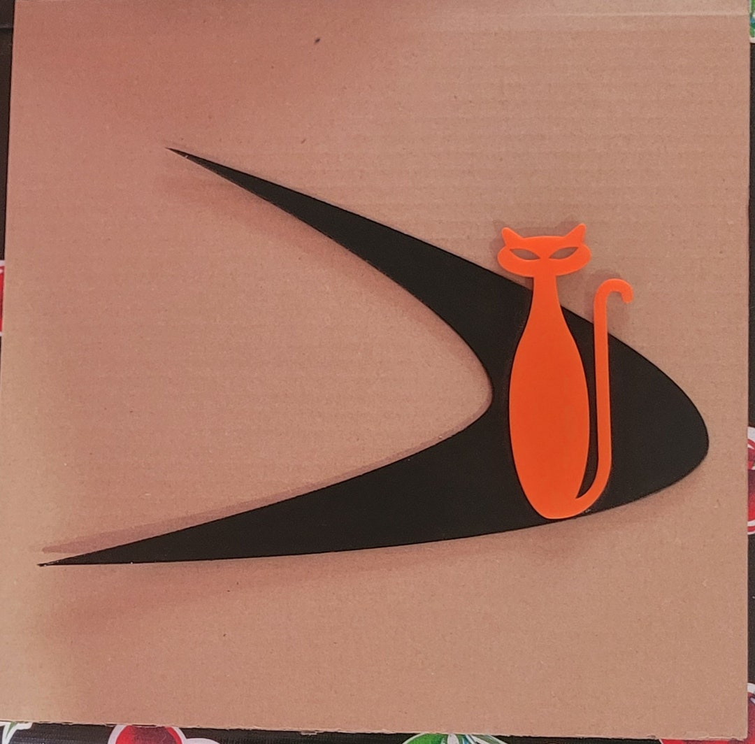 Atomic Boomerang With Cat Wall Decor in Orange and Black - Etsy