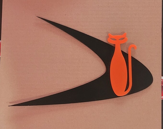 Atomic Boomerang With Cat Wall Decor in Orange and Black - Etsy