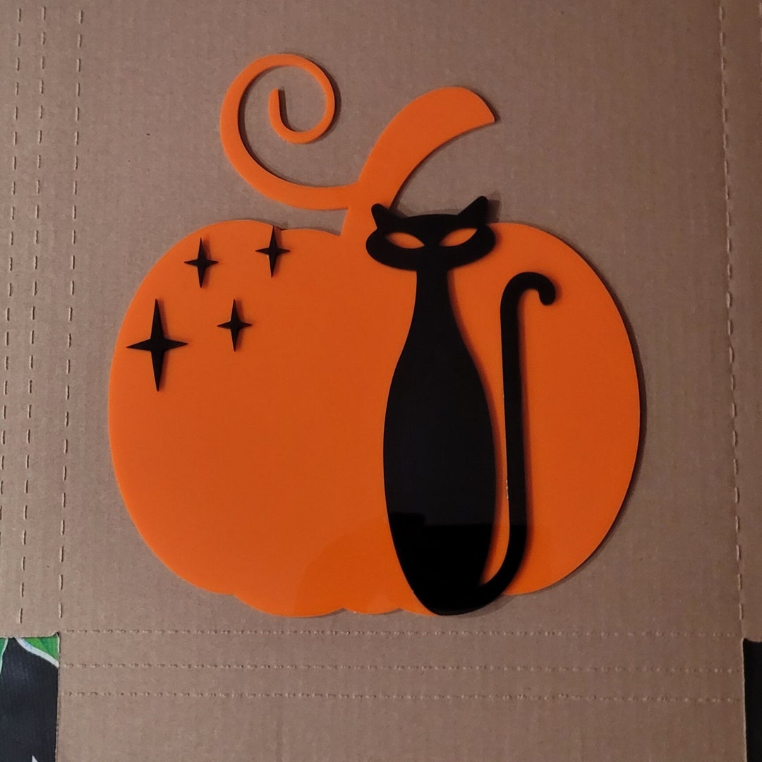 Atomic Halloween Kitty and Pumpkin Wall Decor - Etsy