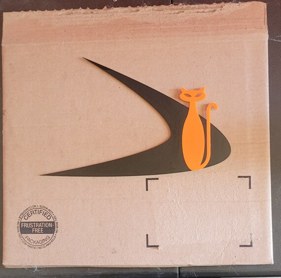 Atomic Boomerang With Cat Wall Decor in Orange and Black - Etsy